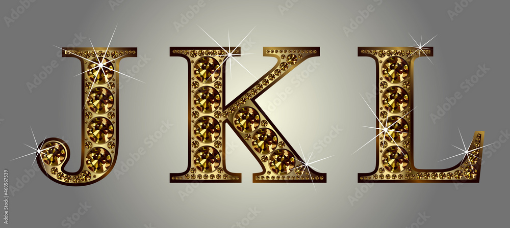 Diamond alphabet letters. Stunning beautiful JKL jewelry set in gems ...