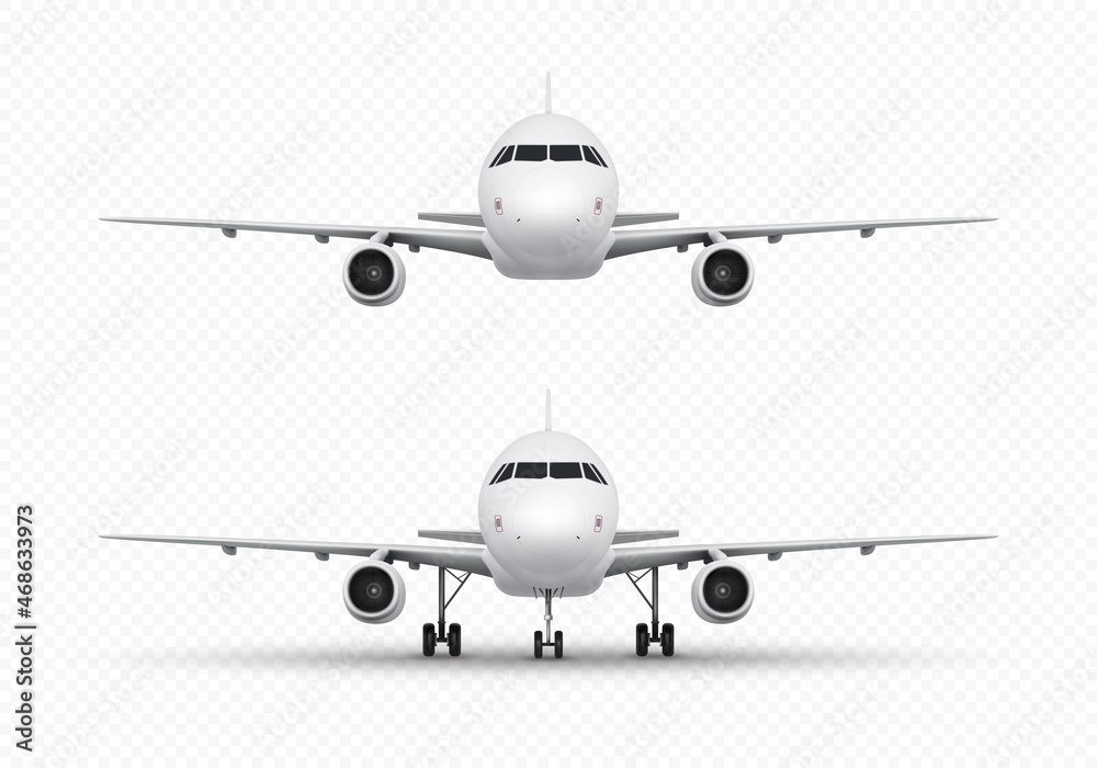 Vector realistic airplane. Aircraft isolated on transparent background ...