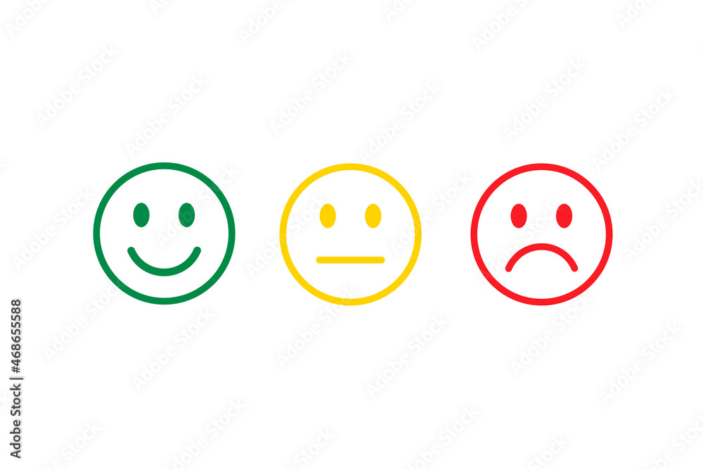 Stock-Illustration „Modern emoji smile face. Happy, neutral and sad ...