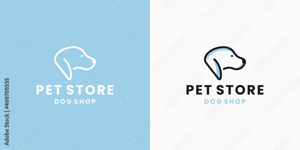pet store, dog head logo design with silhouette Stock Vector | Adobe Stock