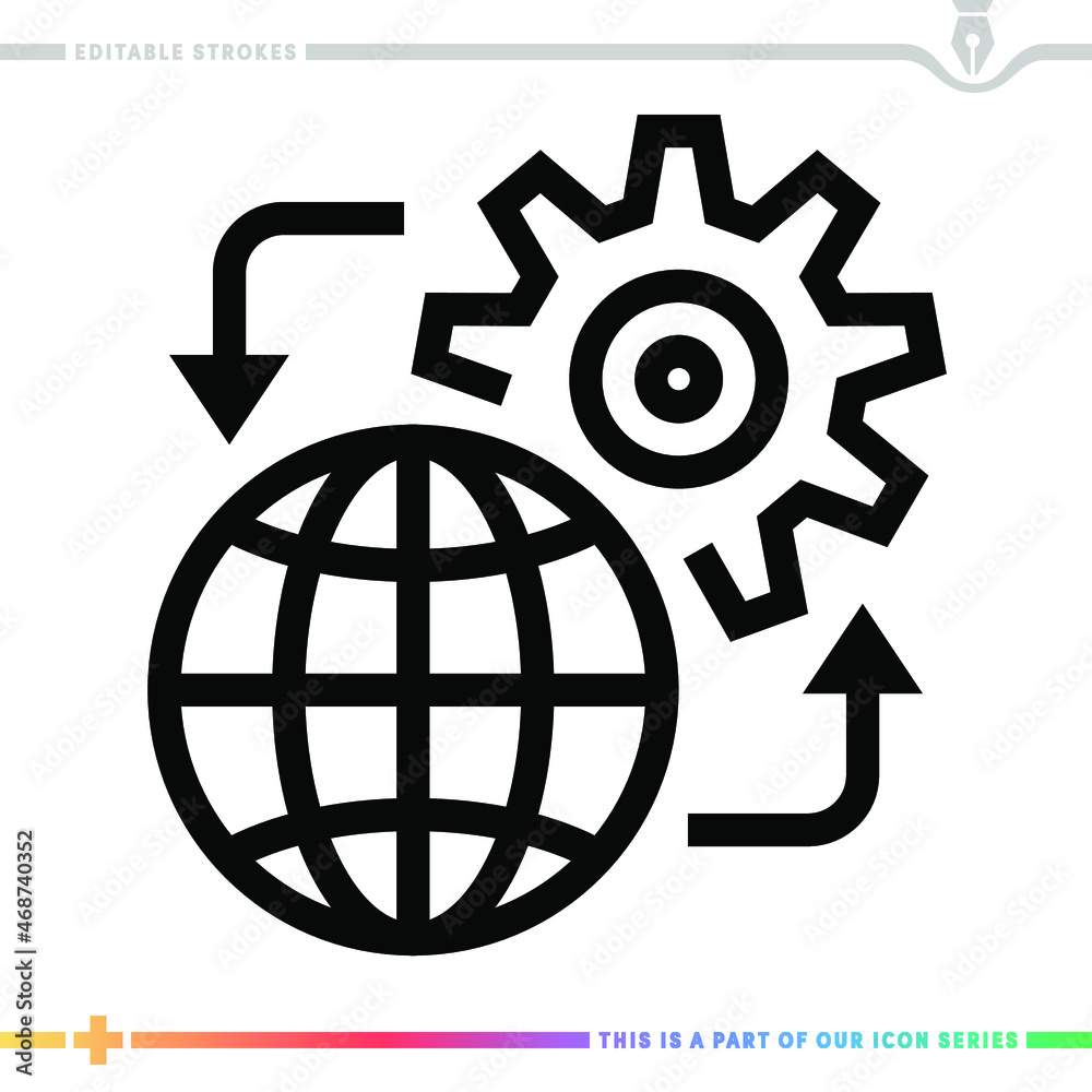 The editable line icon of a global supply chain change can be used as a ...