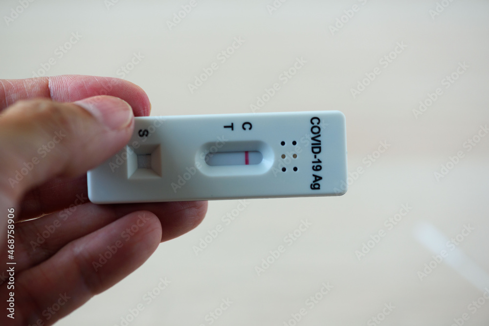 Negative test of rapid antigen test kit result for covid-19 Stock Photo ...