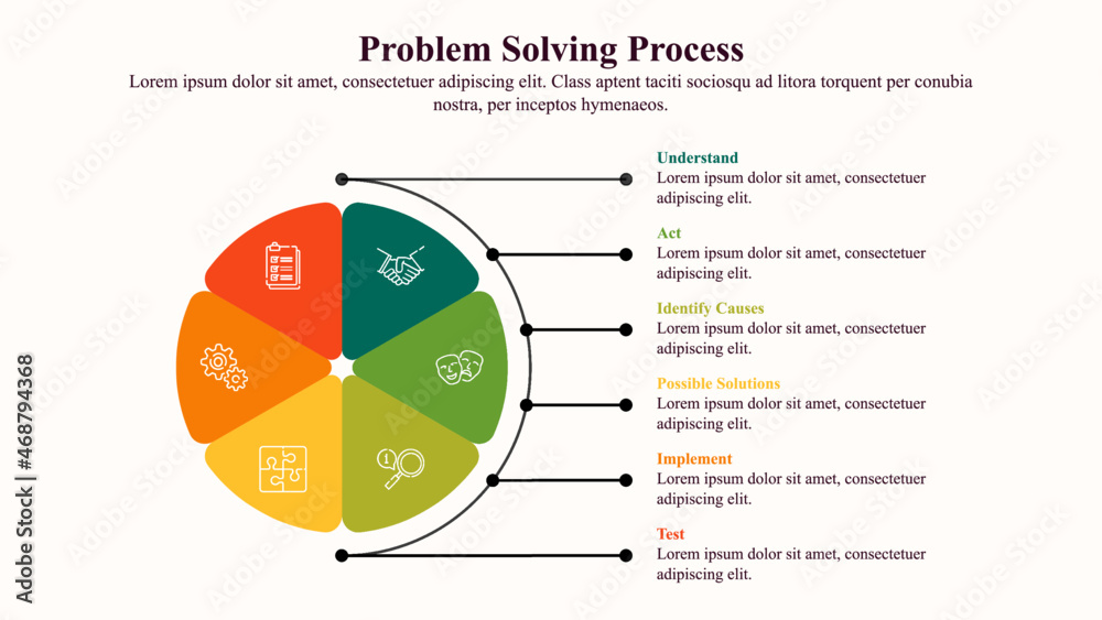Six steps problem-solving process infographic. Stock Vector | Adobe Stock
