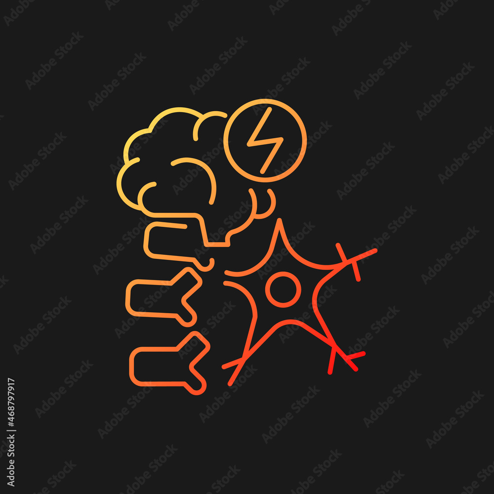 Neuromuscular gradient vector icon for dark theme. Brain and nerve ...