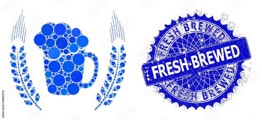 Beer mug logo vector composition of dots in different sizes and blue ...
