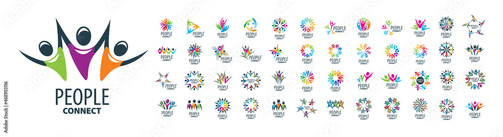 A set of vector logos of People on a white background Stock Vector ...