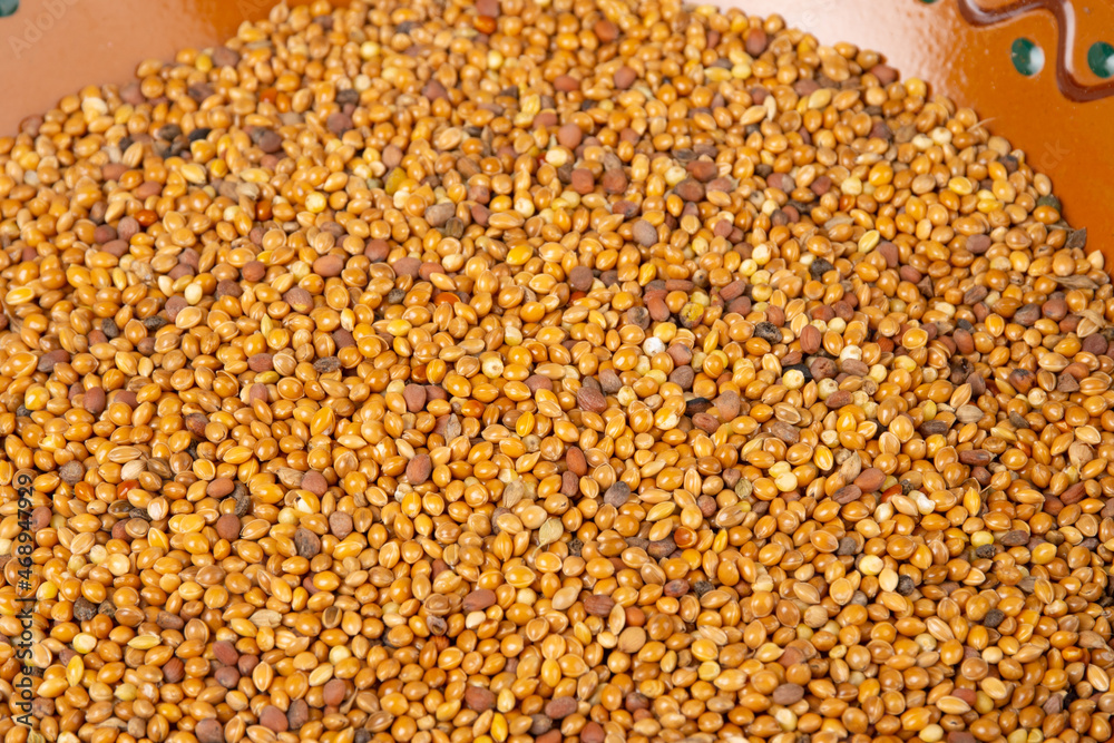 Millet grains top view, photographed close-up. Healthy eating Stock ...
