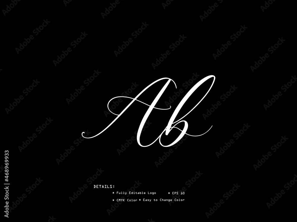 initial AB Logo, Signature AB a&b Handwriting monogram logo letter ...