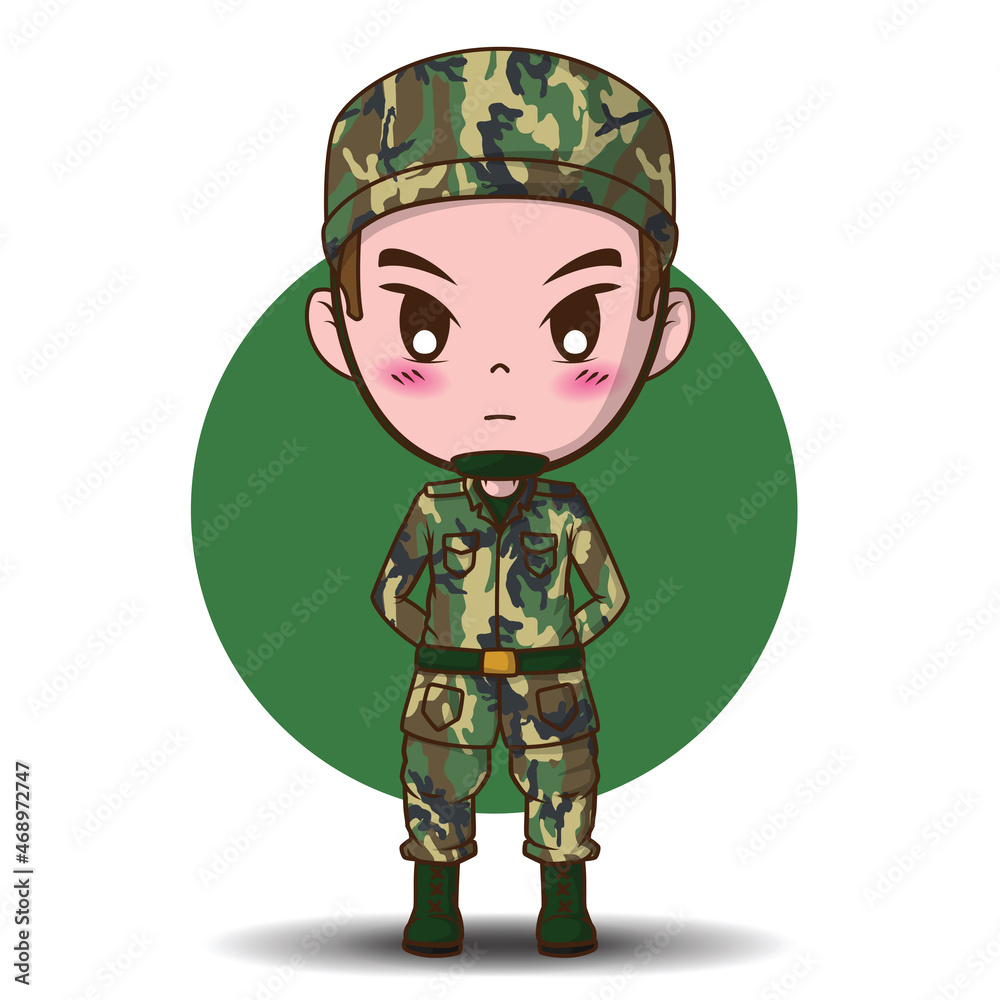 Cute army soldier boy cartoon. Vector Cartoon character. Stock Vector ...