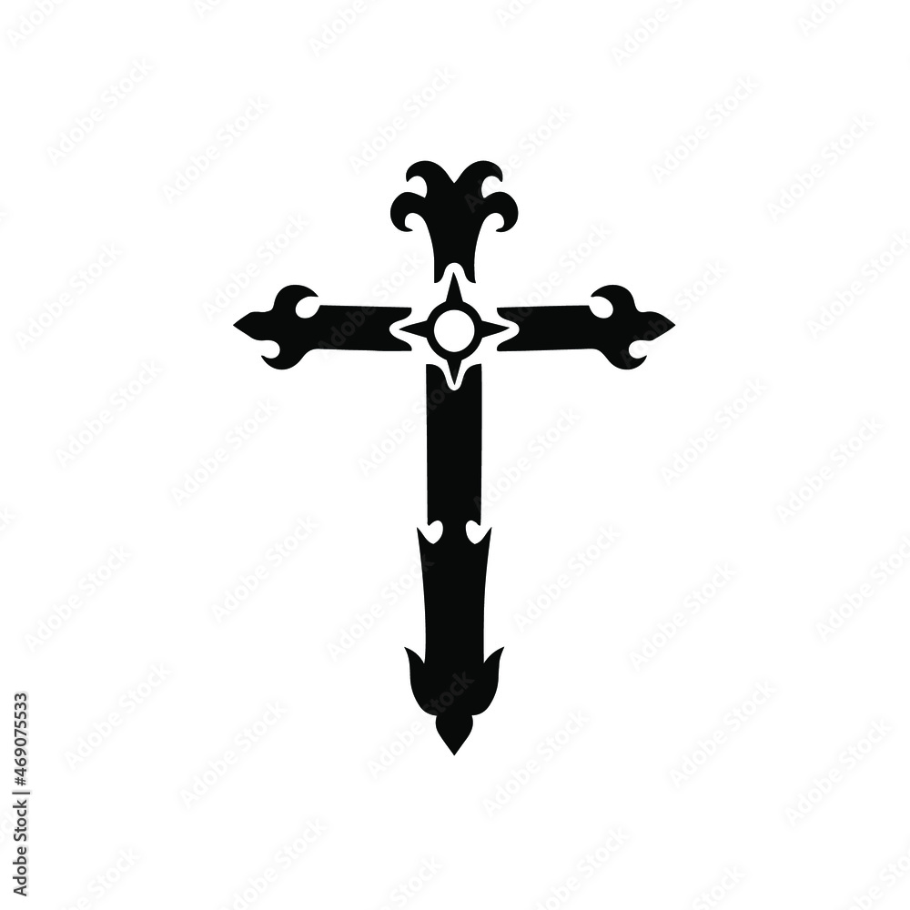 Christian Cross Symbol. Tribal Tattoo Design. Stencil Vector ...