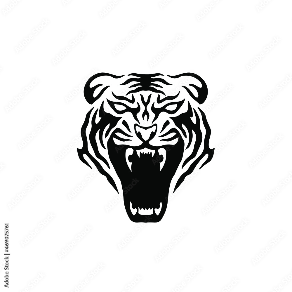 Tiger Symbol Logo. Tribal Tattoo Design. Stencil Vector Illustration ...