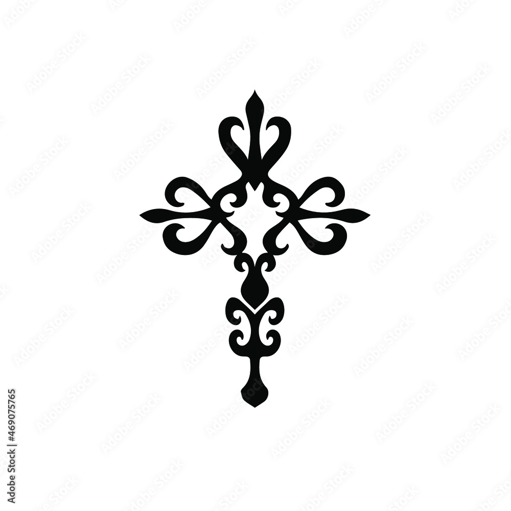Christian Cross Symbol. Tribal Tattoo Design. Stencil Vector ...