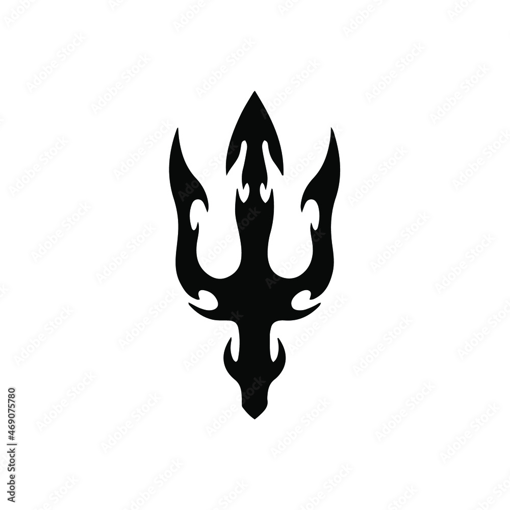 Trident Symbol Logo. Tribal Tattoo Design. Stencil Vector Illustration ...