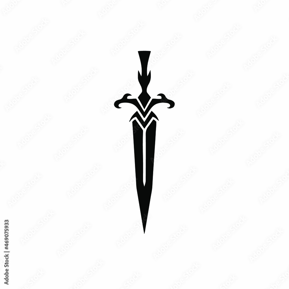 Dagger Symbol Logo. Tattoo Design. Stencil Vector Illustration Stock ...