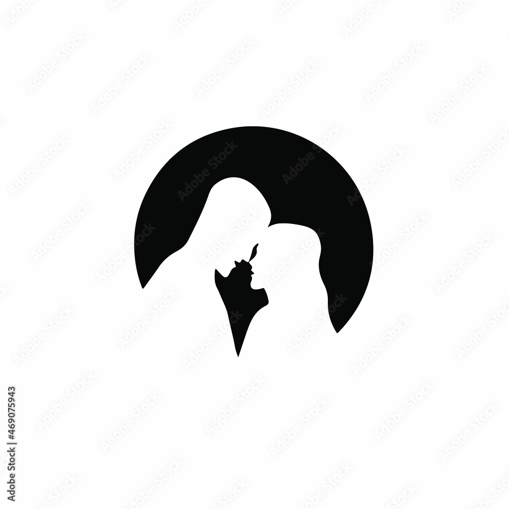 Couple Symbol Logo. Tattoo Design. Stencil Vector Illustration Stock ...