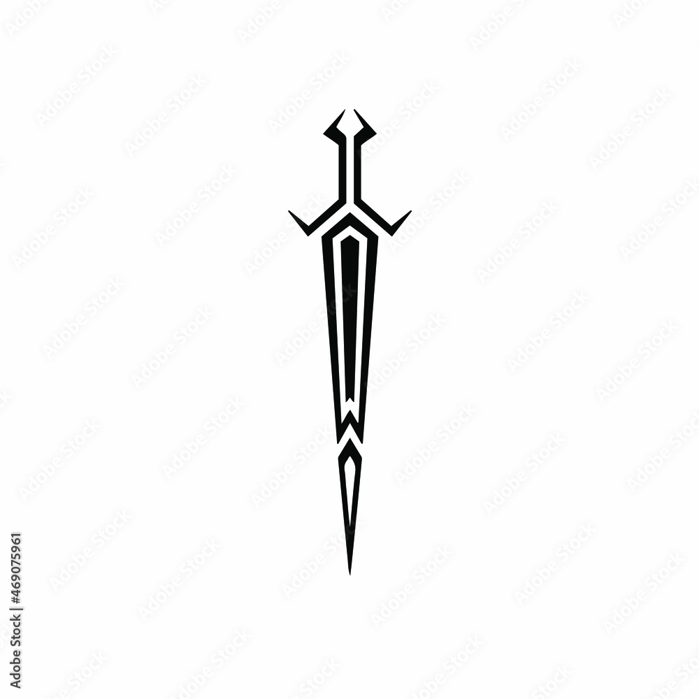Vector de Stock Dagger Symbol Logo. Tattoo Design. Stencil Vector ...