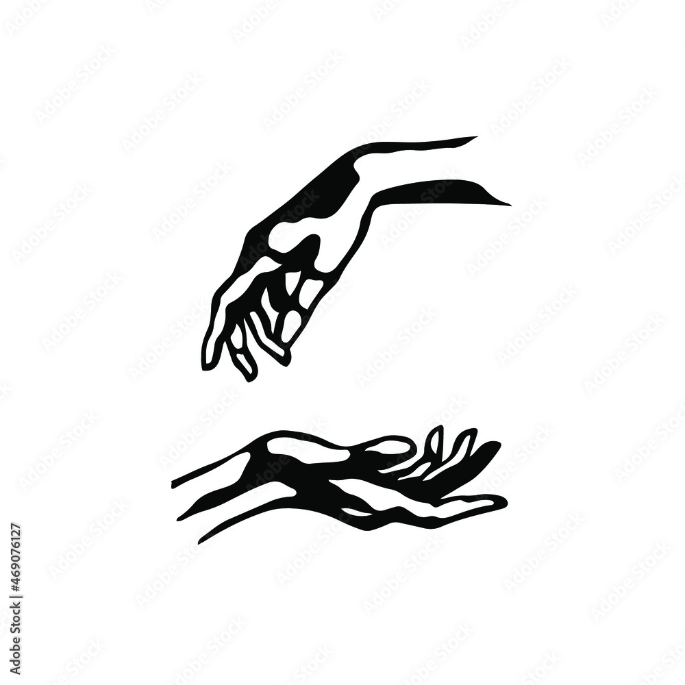 Hand Symbol Logo. Tattoo Design. Stencil Vector Illustration Stock ...