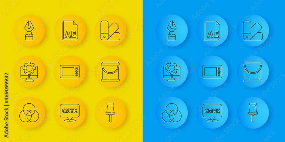 Set line RGB and CMYK color mixing, Computer monitor gear, Graphic ...