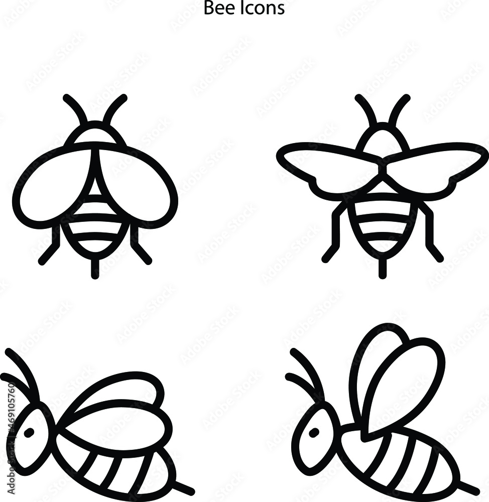 bee icons isolated on white background. bee icons thin line outline linear bee symbol for logo ...