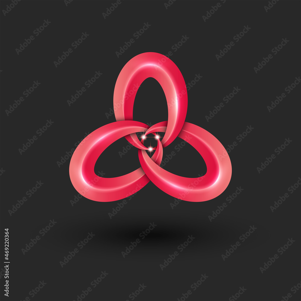 Triquetra shape 3d logo modern design, red gradient triangular knot ...