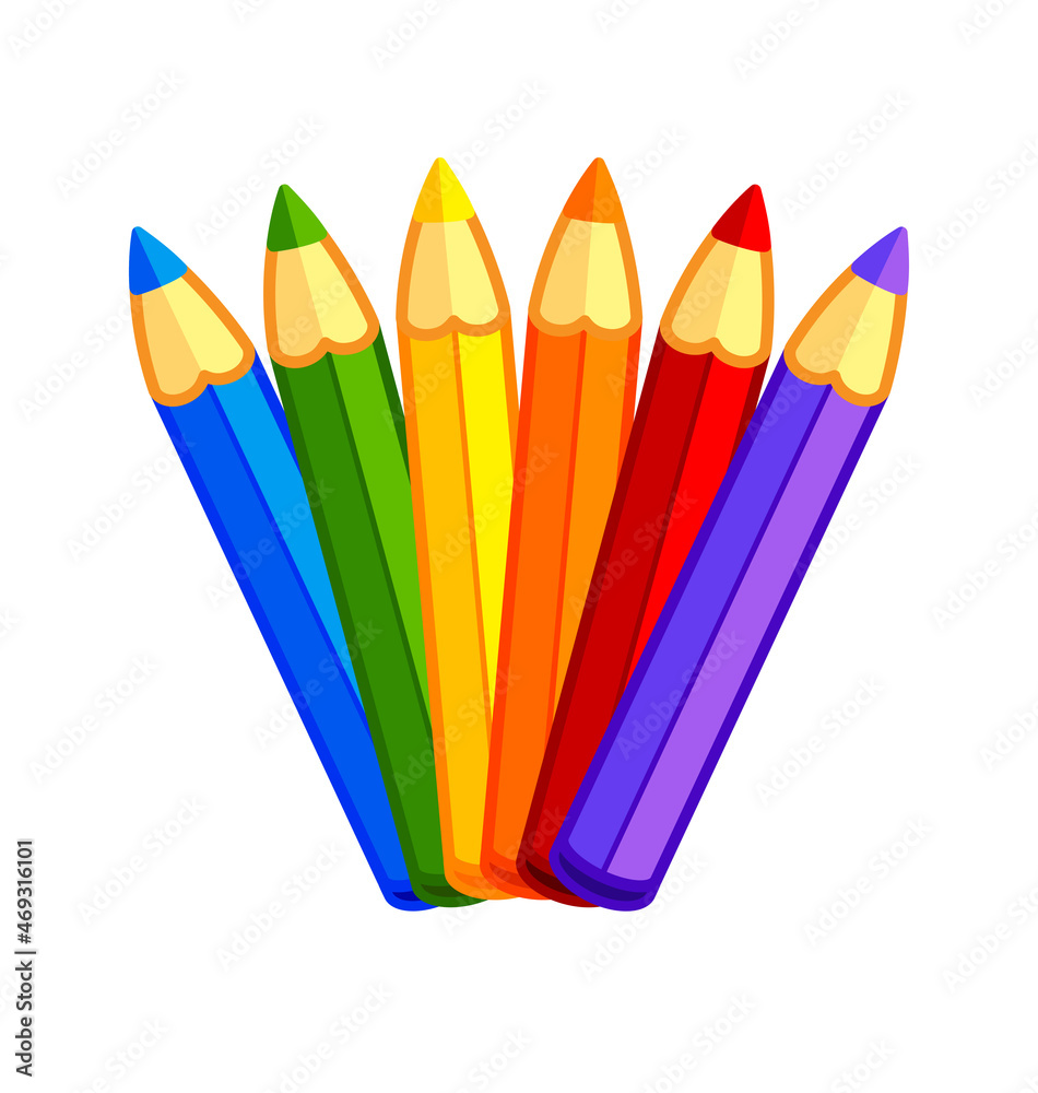 fun kids cartoon color pencils Stock Vector | Adobe Stock