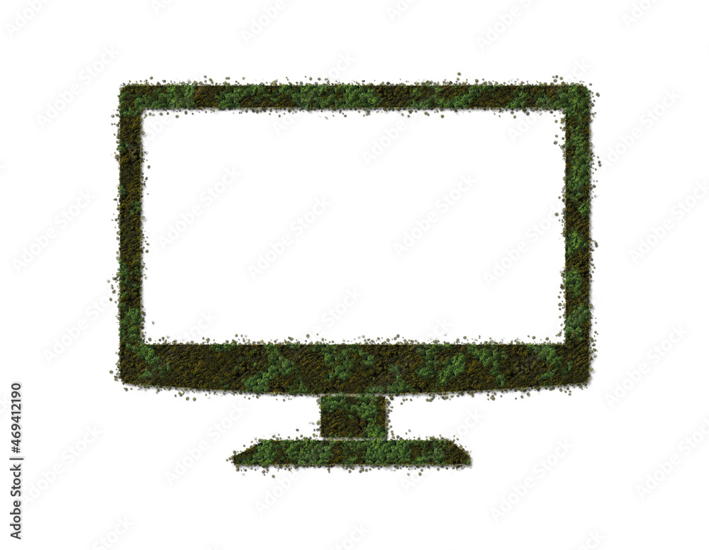 3D illustration green forest tree of modern television frame, A green ...