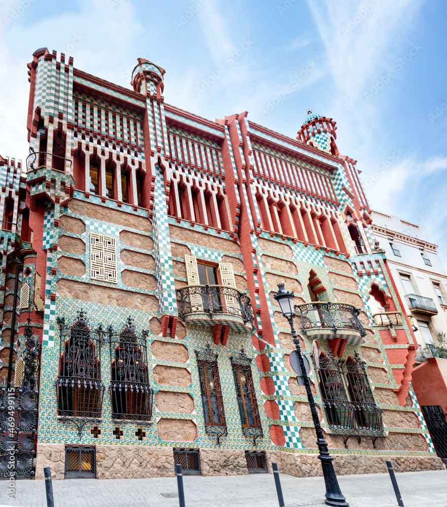 Facade of Casa Vicens in Barcelona. It is the first masterpiece of ...