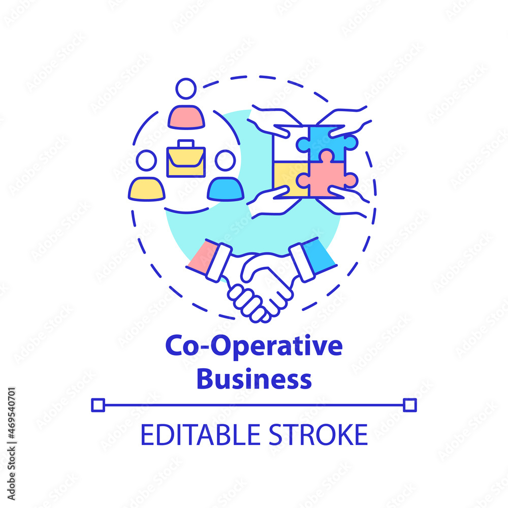 Co operative business concept icon. Social entrepreneurship type ...