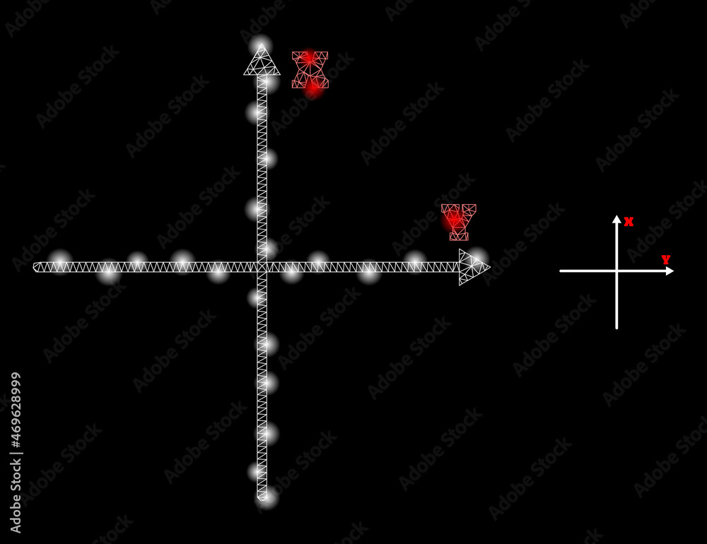 Glossy polygonal mesh web Cartesian axes icon with glow effect on a ...