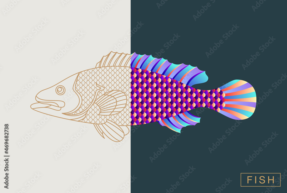Abstract fish illustration Stock Vector | Adobe Stock