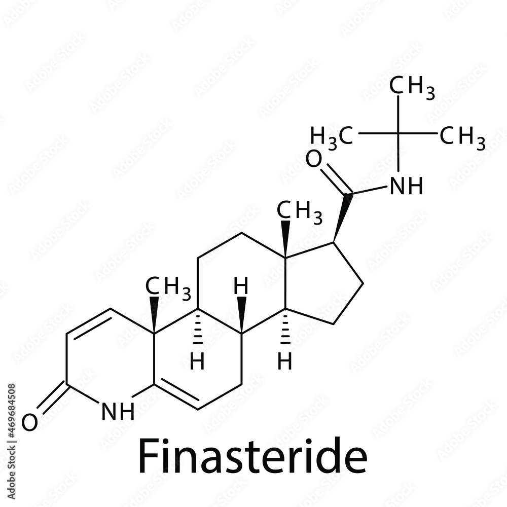 Finasteride molecular structure, flat skeletal chemical formula. 5ARi ...