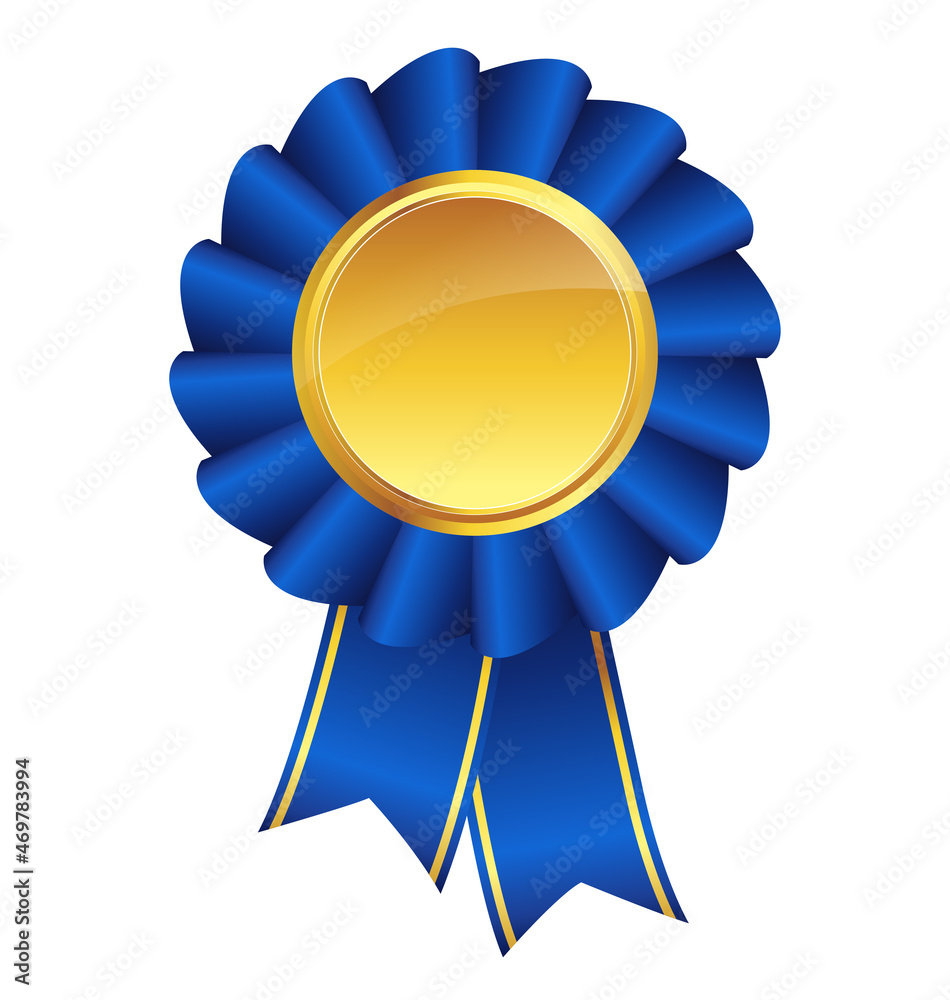 blue ribbon award with gold medal center Stock Vector | Adobe Stock