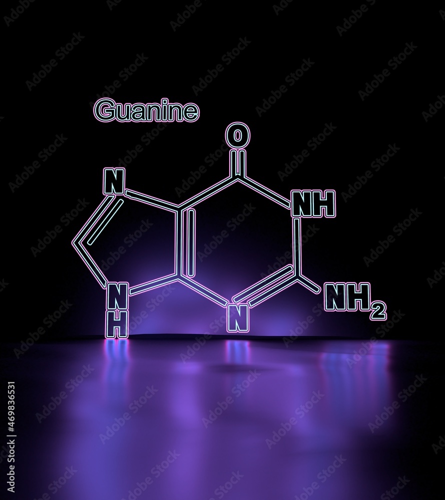 Chemical structural formula of guanine - DNA and RNA nitrogen base ...