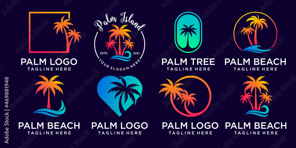 Palm logo collection with creative element concept premium vector ...