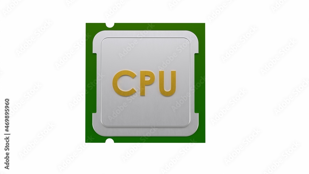 central processing unit CPU top view isolated on white background 3D ...