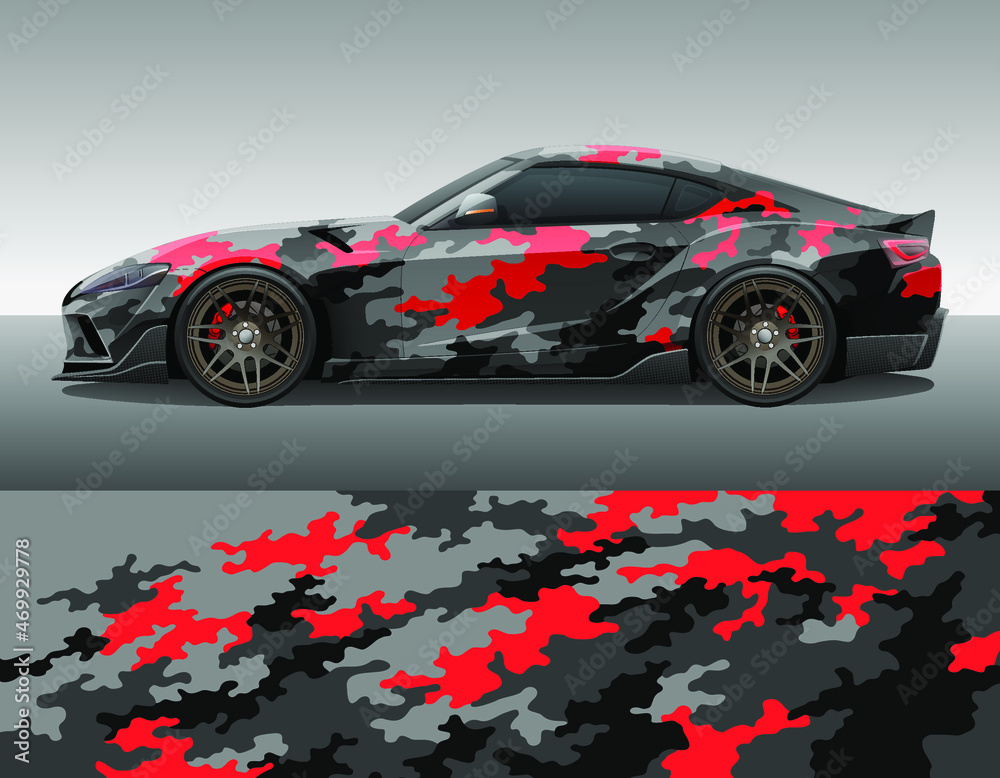Camouflage car texture template for vinyl wrap and decal print. Classic ...