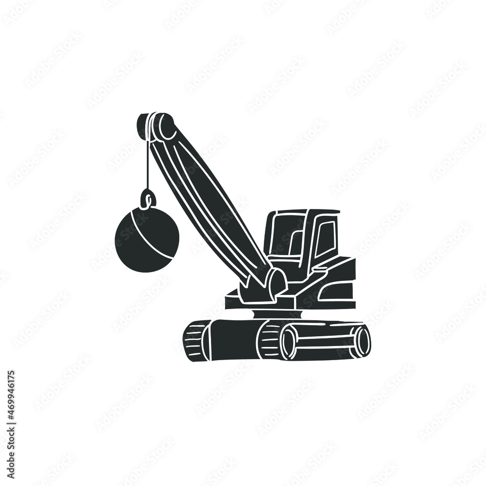 Demolition Crane Icon Silhouette Illustration. CHANGE Vector Graphic ...