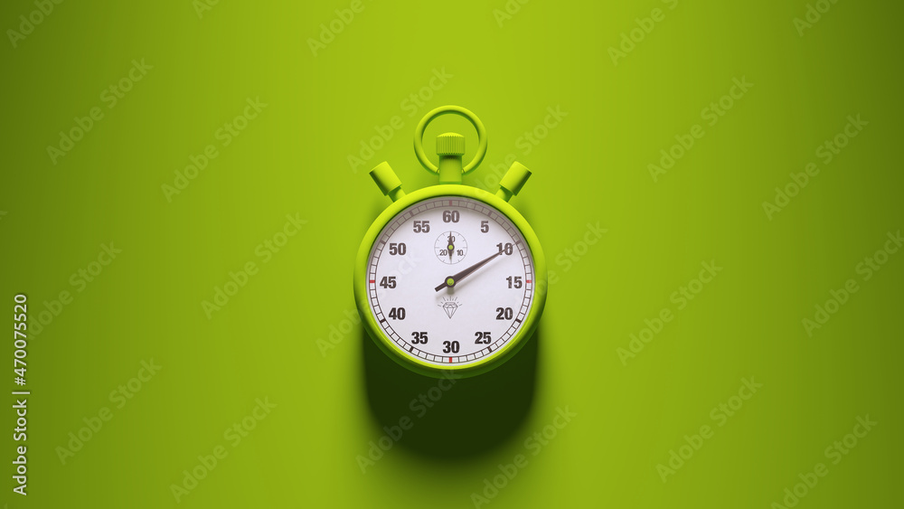 Green Stopwatch Time Clock Alarm Watch White Face Timer Green ...