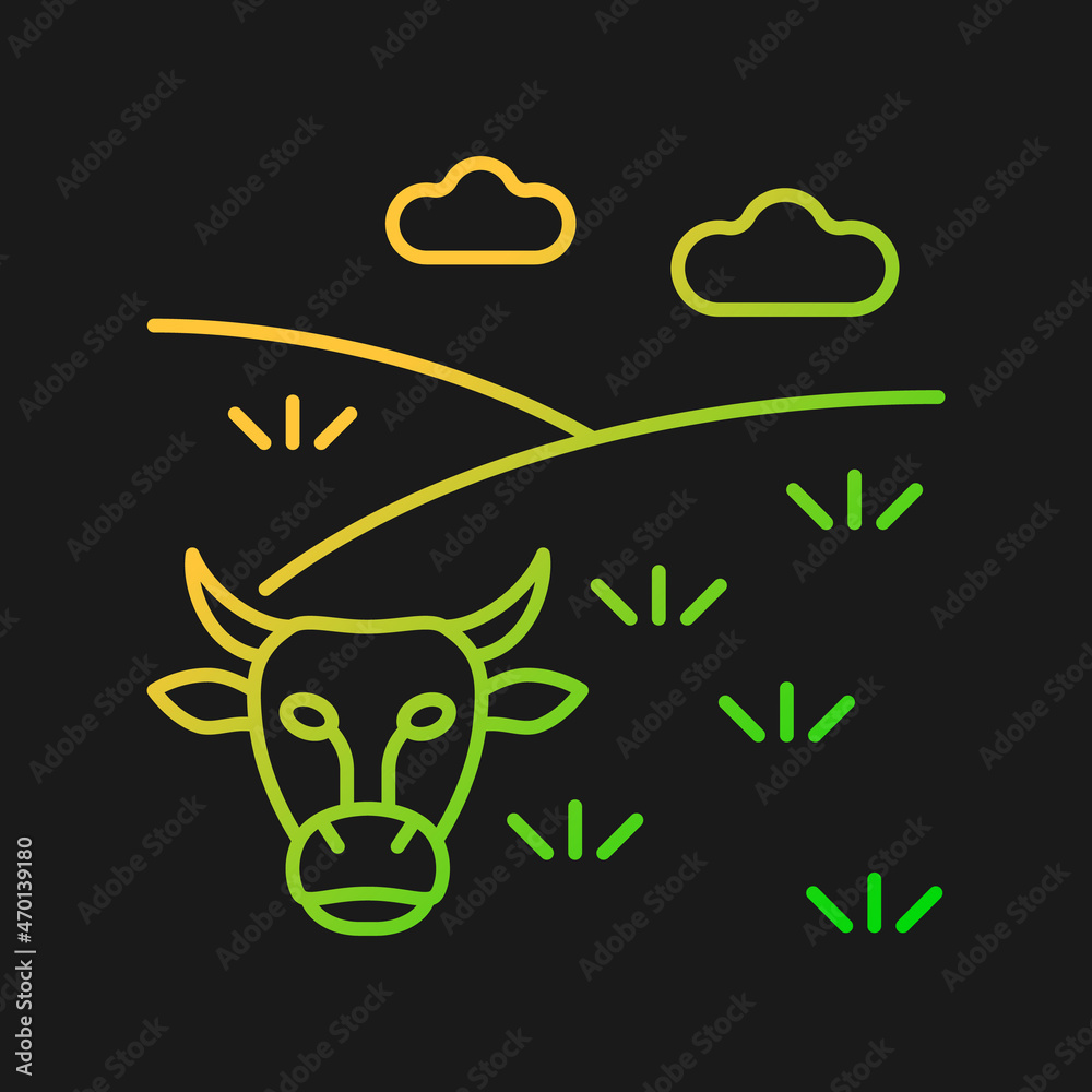 Pasture gradient vector icon for dark theme. Grassland and rangeland ...