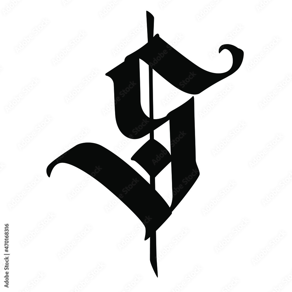 Letter s in the Gothic style. Vector. Alphabet. The symbol is isolated ...
