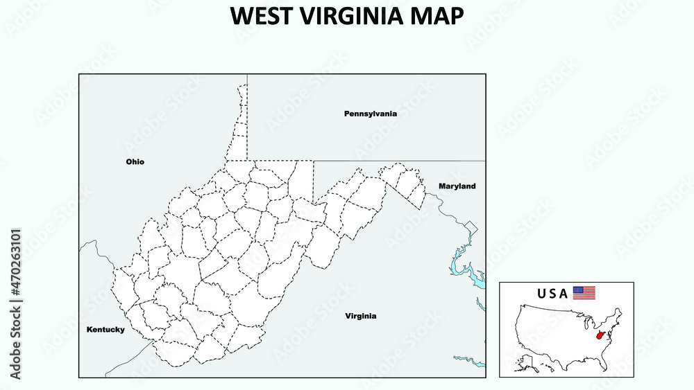 West Virginia Map. Political map of West Virginia with boundaries in ...