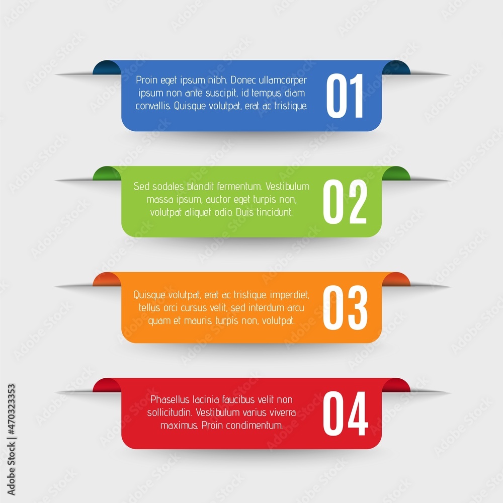 Infographic labels. Ribbons with text and options. Vector color ...