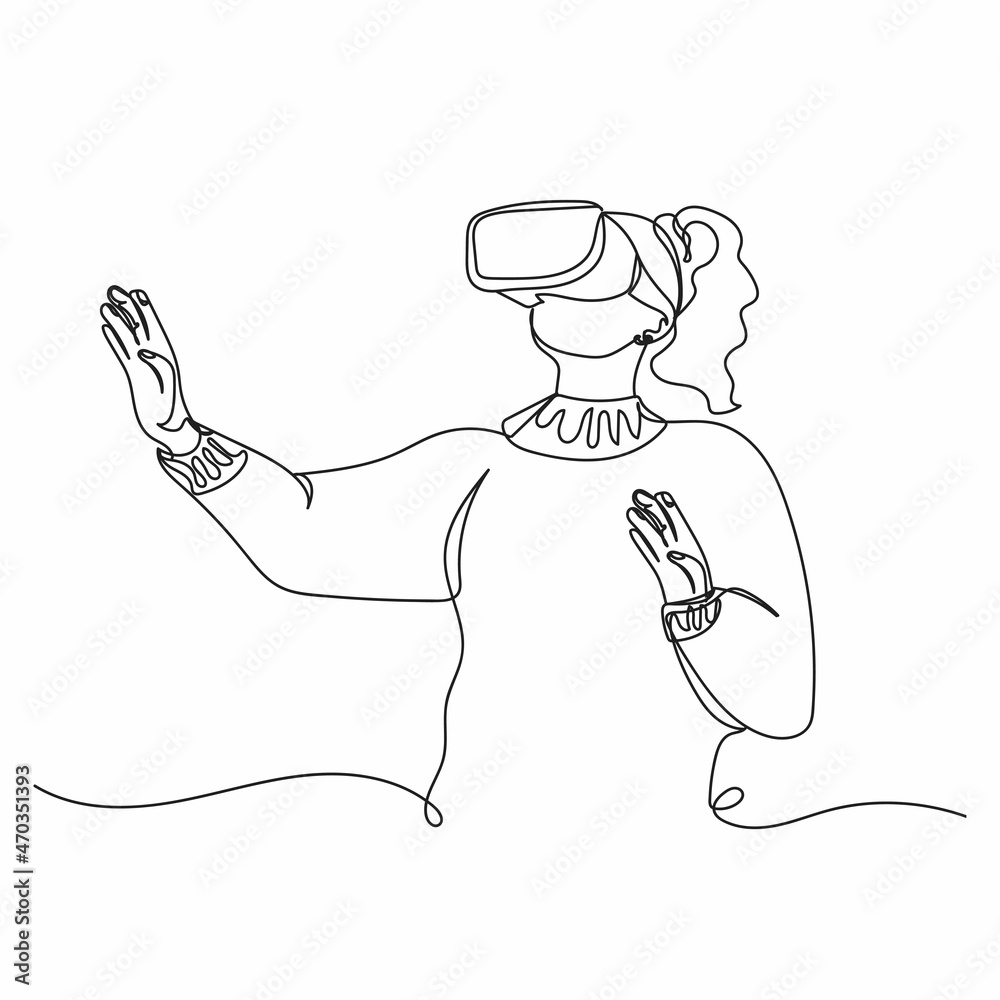 Vector continuous one single line drawing icon of woman girl lady ...