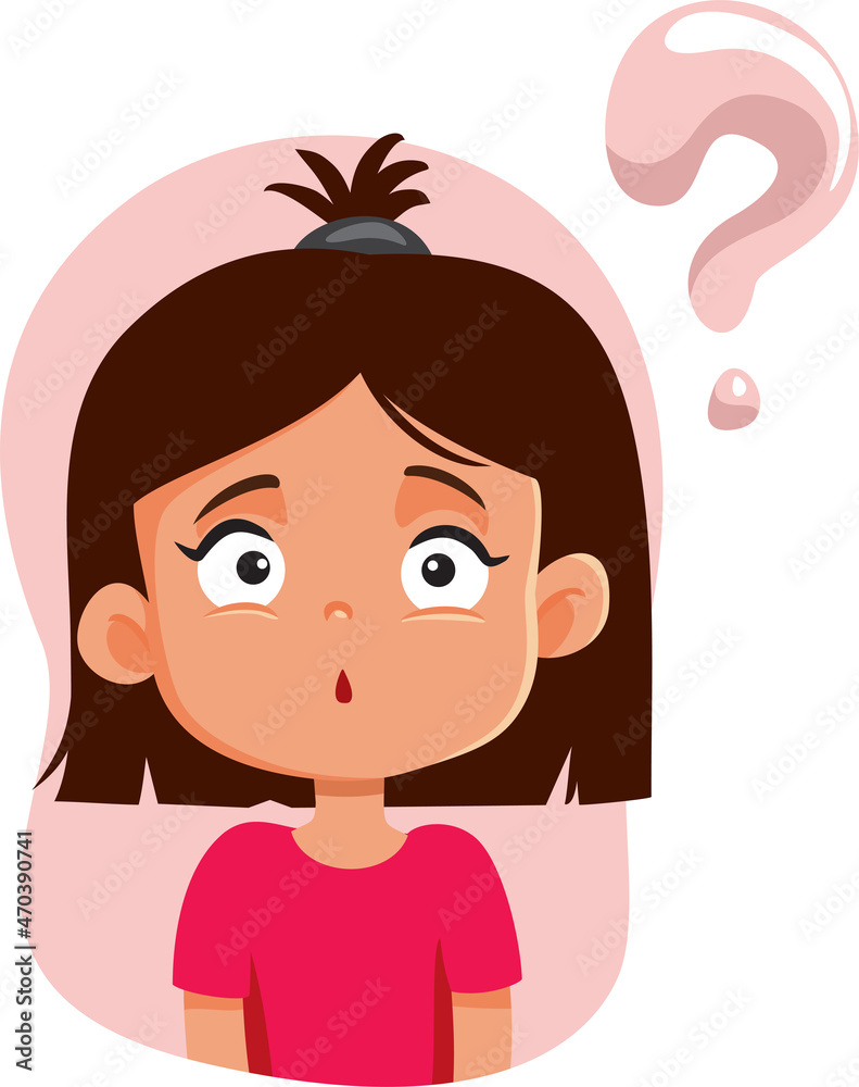 Little Girl Having Questions Vector Cartoon Character Stock Vector ...