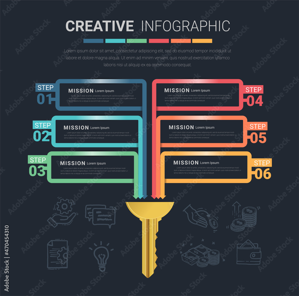 Infographic key design template for Presentation business, can be used ...