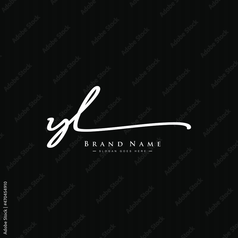Initial Letter YL Logo - Handwritten Signature Style Logo Stock Vector ...