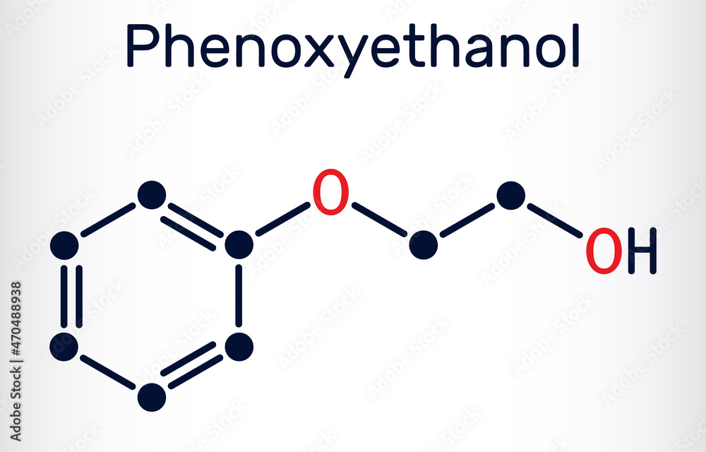 Phenoxyethanol primary alcohol molecule. It is glycol ether ...