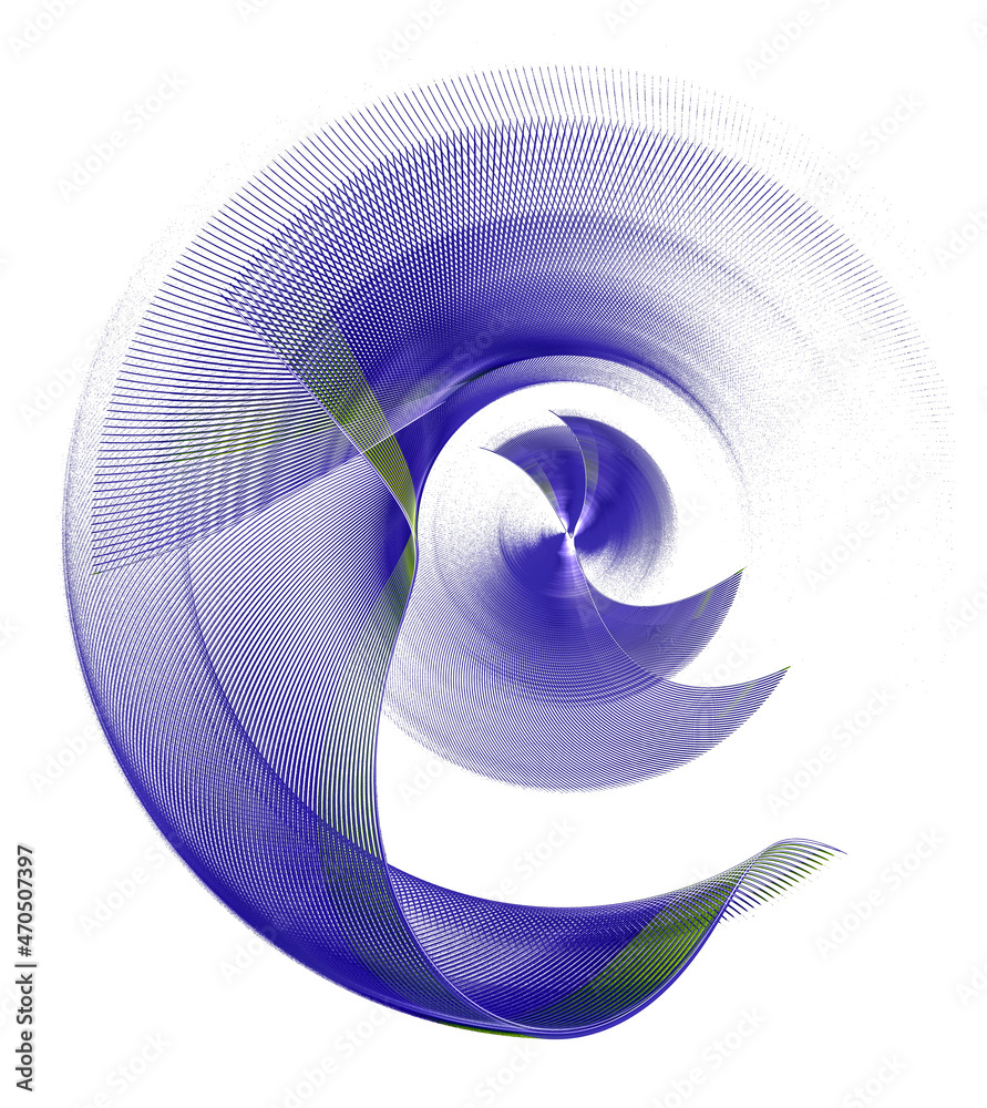 Blue wavy, transparent abstract propeller blades spinning against a ...