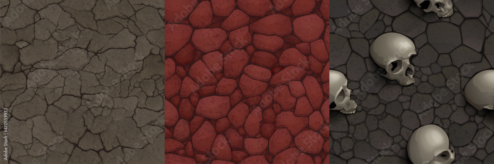 Image vectorielle Stock Game textures cracked soil, deserted red ...