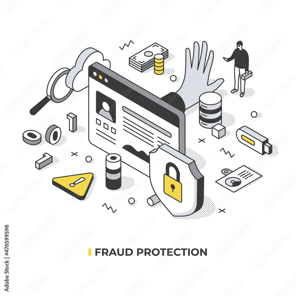 Fraud Protection Isometric Illustration Stock Vector | Adobe Stock